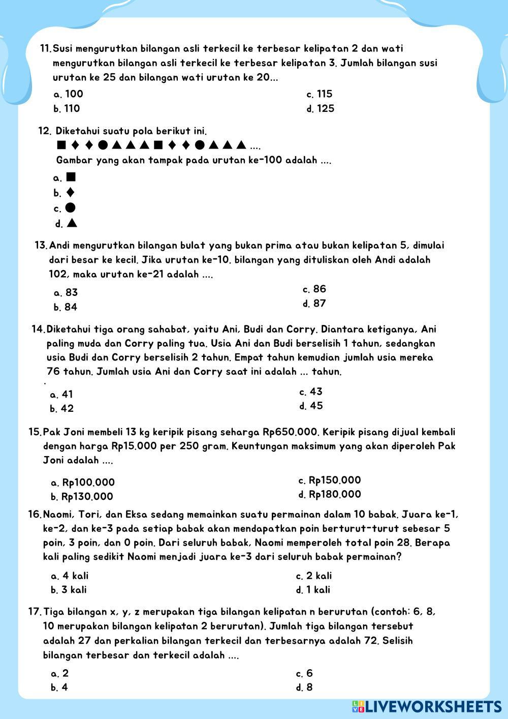 TRY OUT EGO | Math Worksheets | 8334215