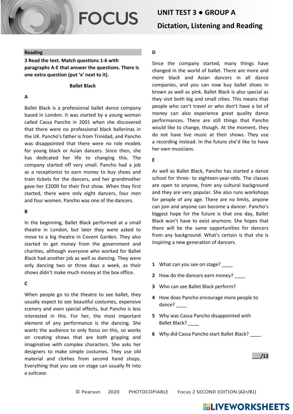 Focus 2 Unit 3 … | English Language Worksheets | 8334382